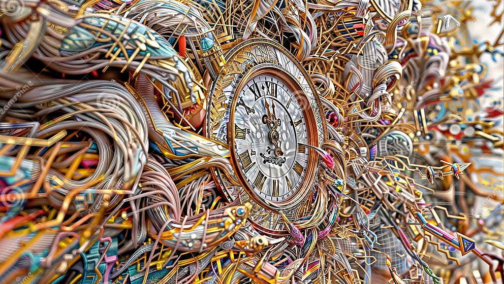 Abstract Clockwork: Surreal Metallic Art, Generative Ai Stock ...