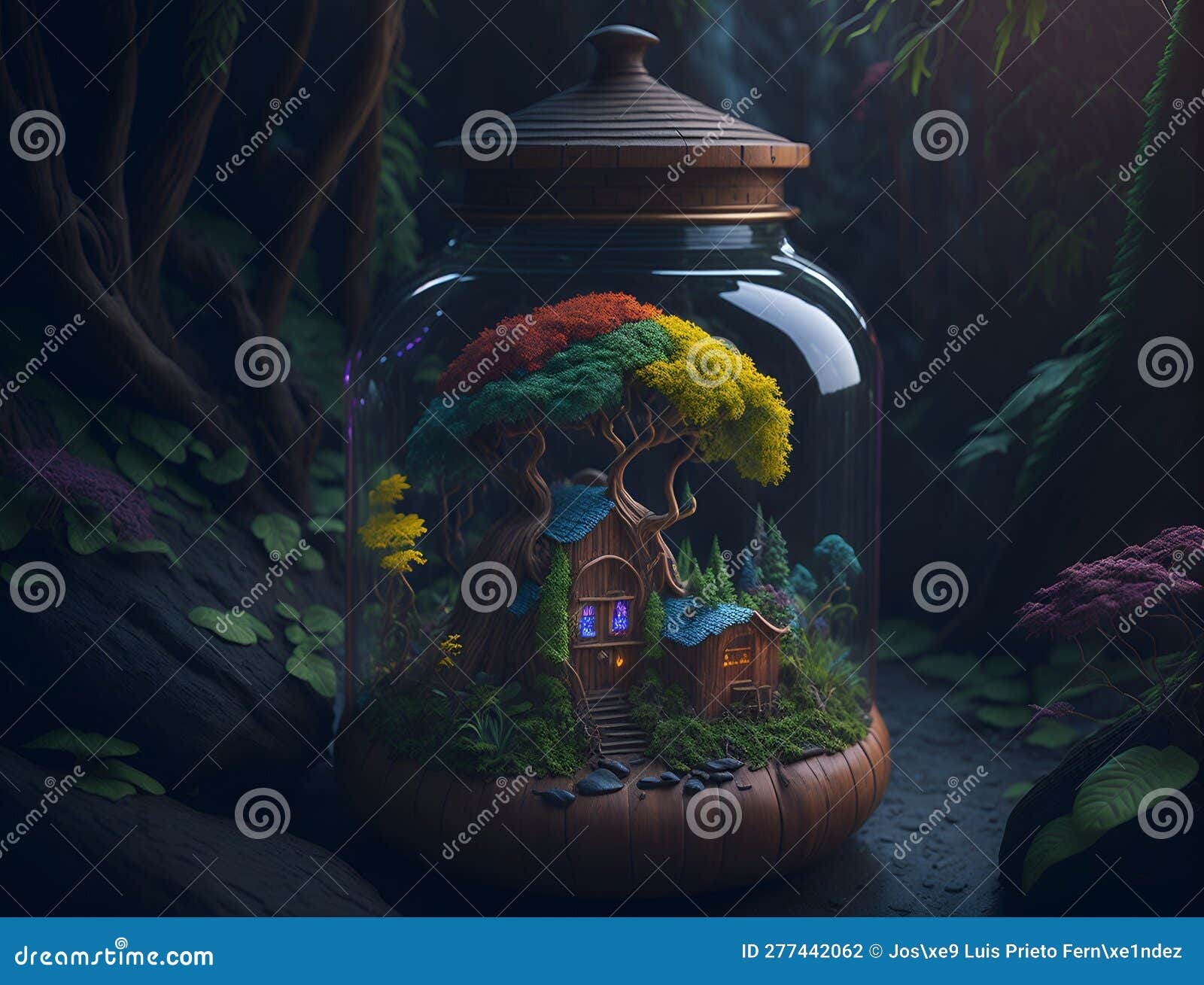 Surreal Jar in the Middle of the Forest Stock Illustration ...