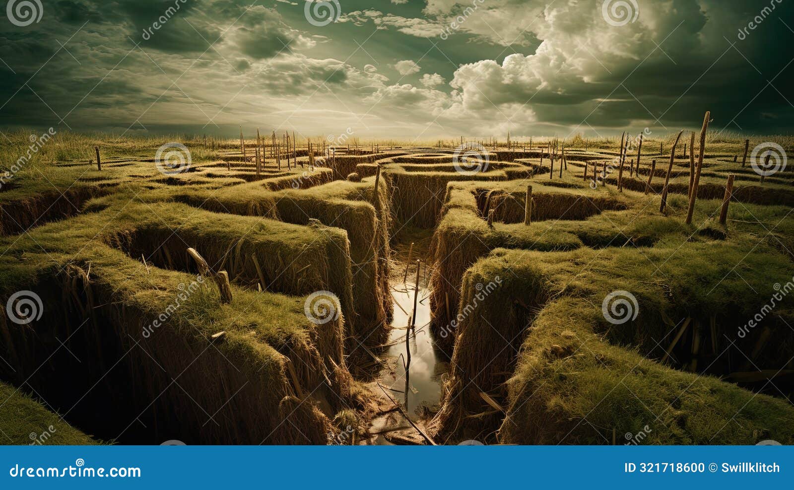 Surreal Labyrinth Concept With Magic Maze And Ancient Pathway. Stock ...