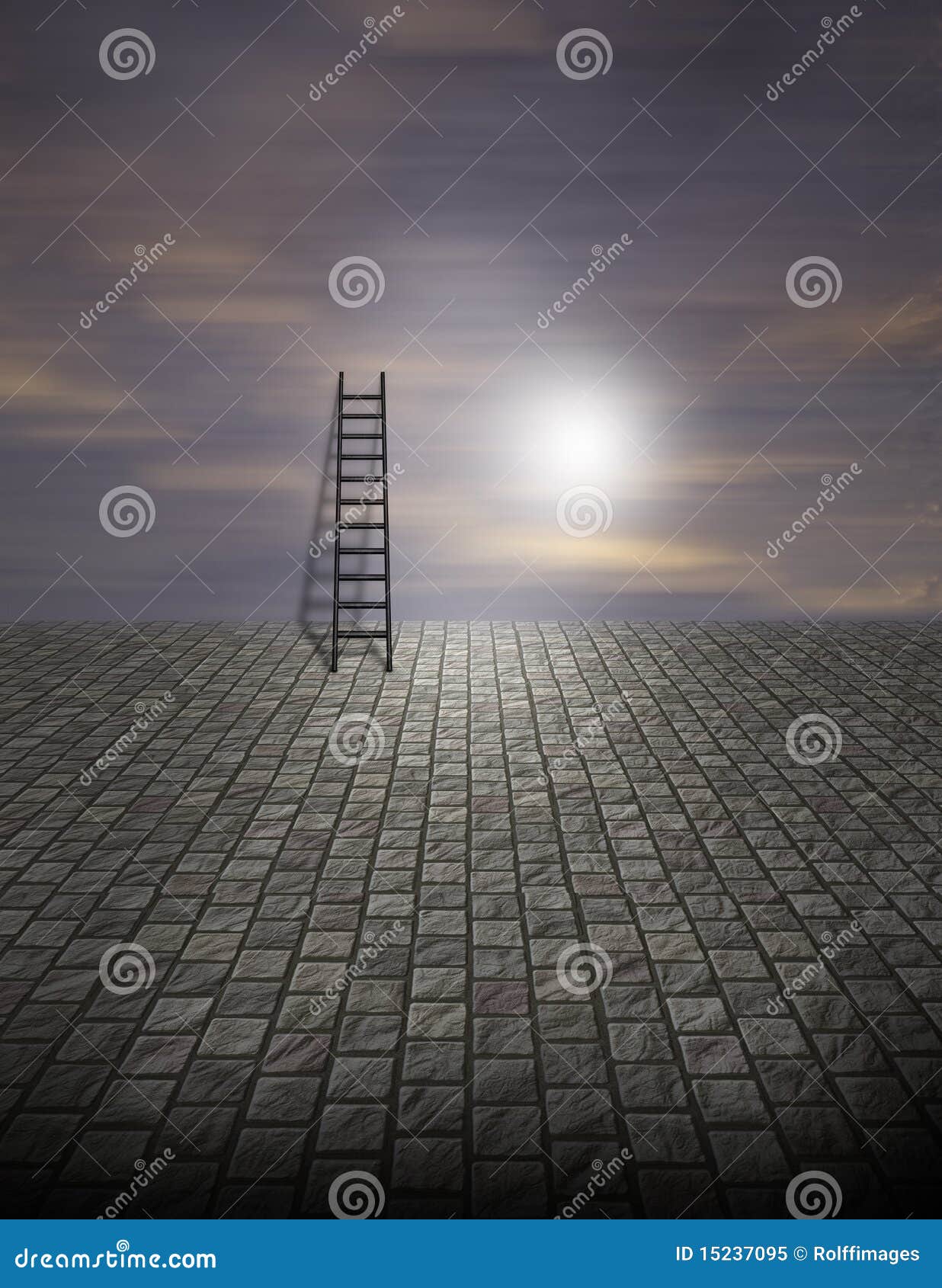 Surreal Ladder Scene stock illustration. Illustration of achievement ...
