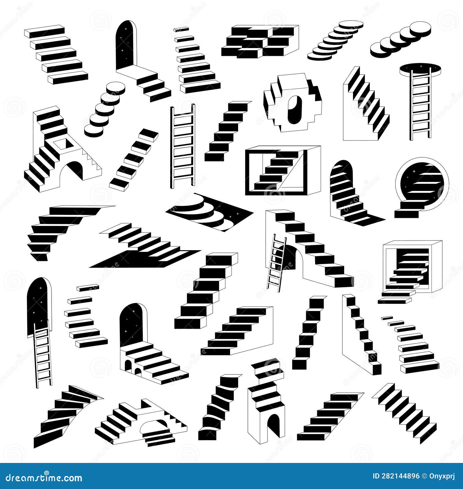 Surreal Ladders. Modern Architectural Abstract Construction Surreal ...