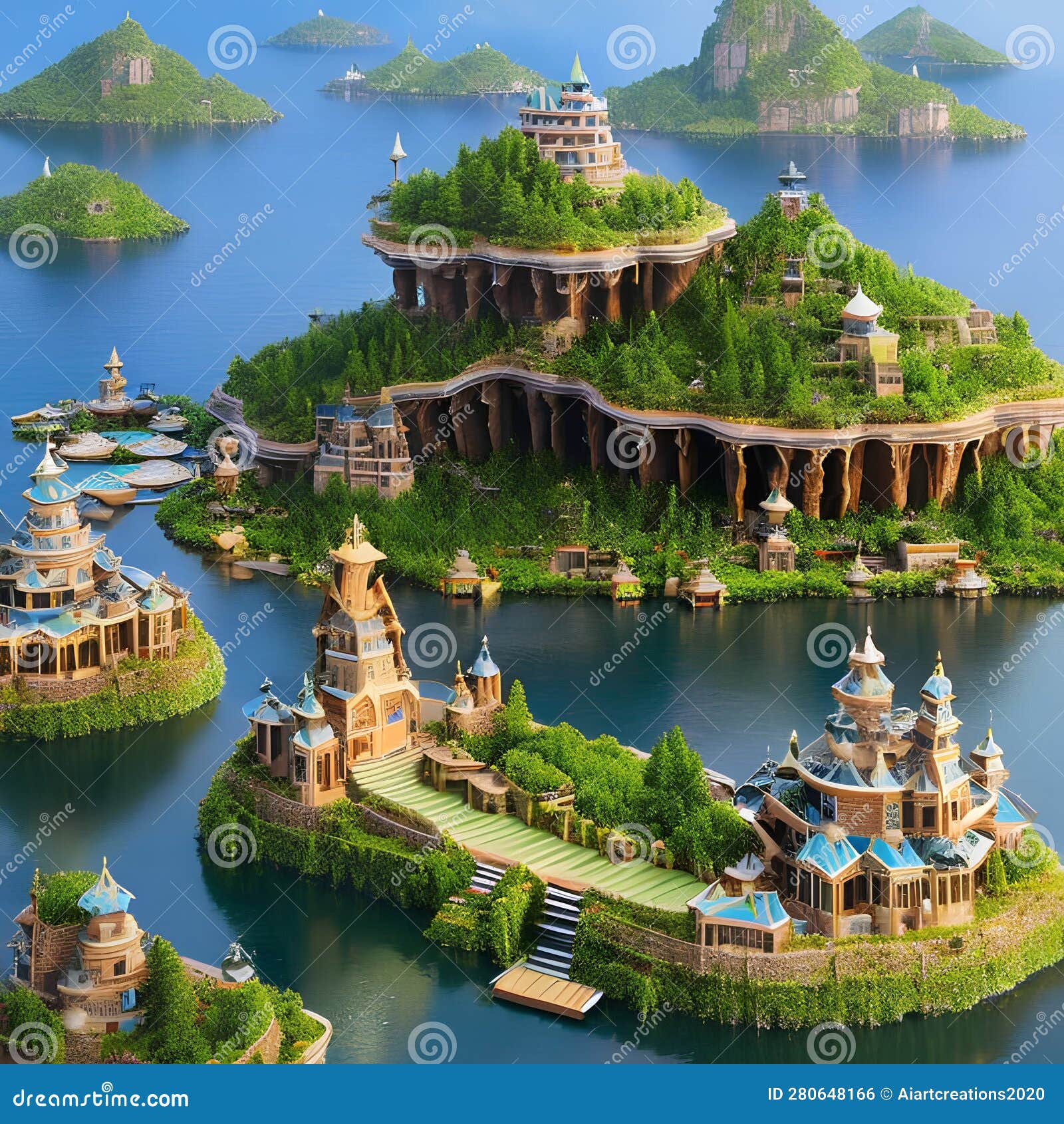 A Surreal Landscape of Floating Islands, Adorned with Fantastical ...