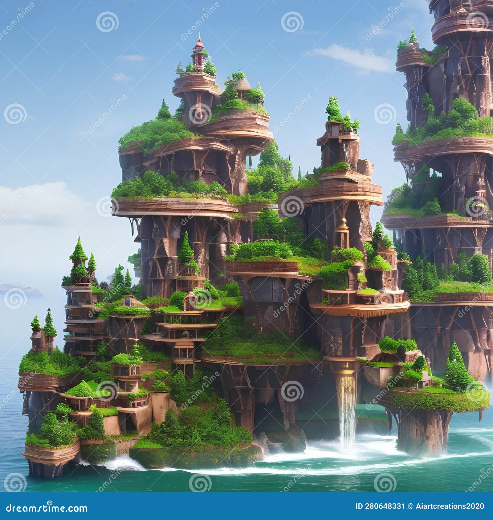 A Surreal Landscape of Floating Islands, Adorned with Fantastical ...