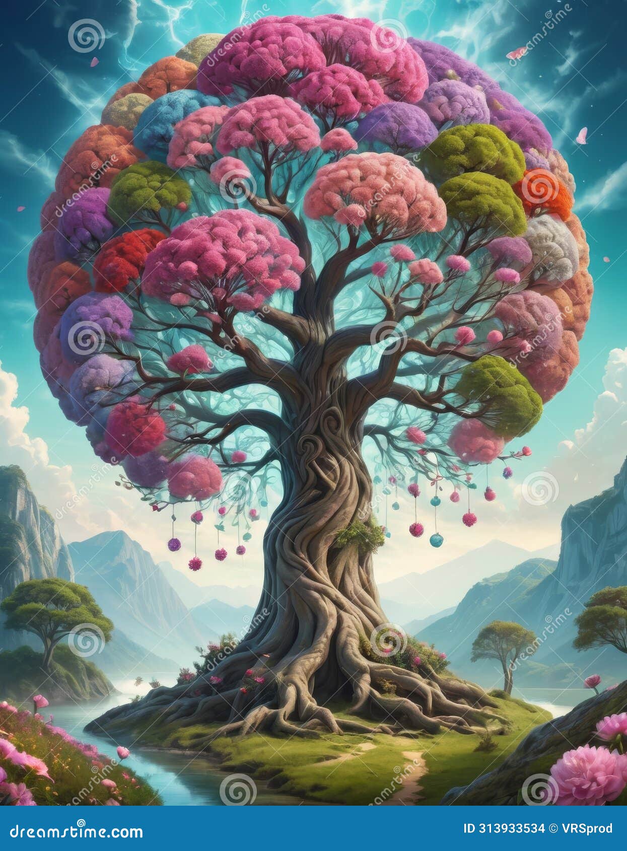 Surreal Brain Tree Landscape Stock Photo - Image of fantasy, thinking ...