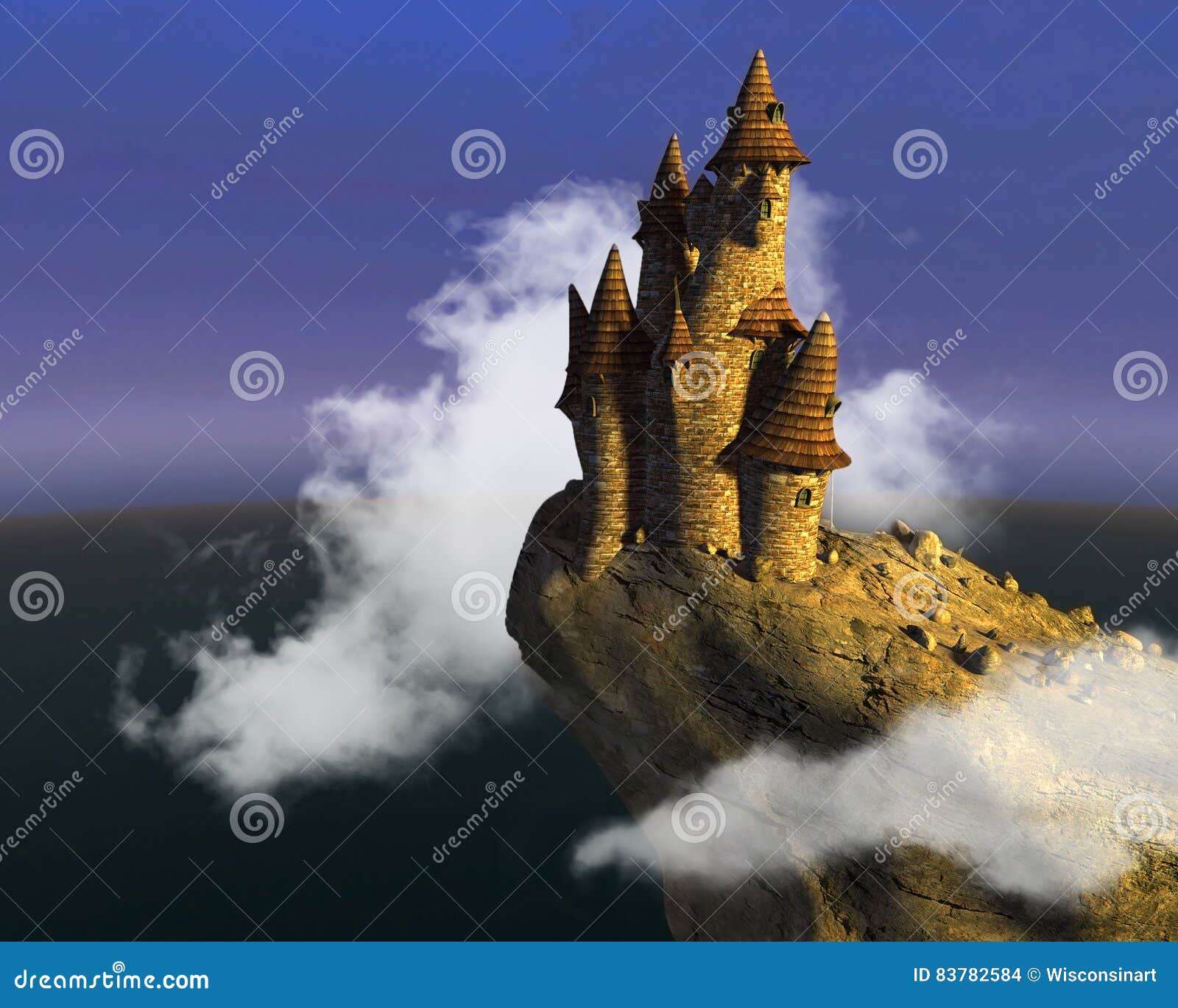 Surreal Medeival Fantasy Stone Castle Stock Photo - Image of ...