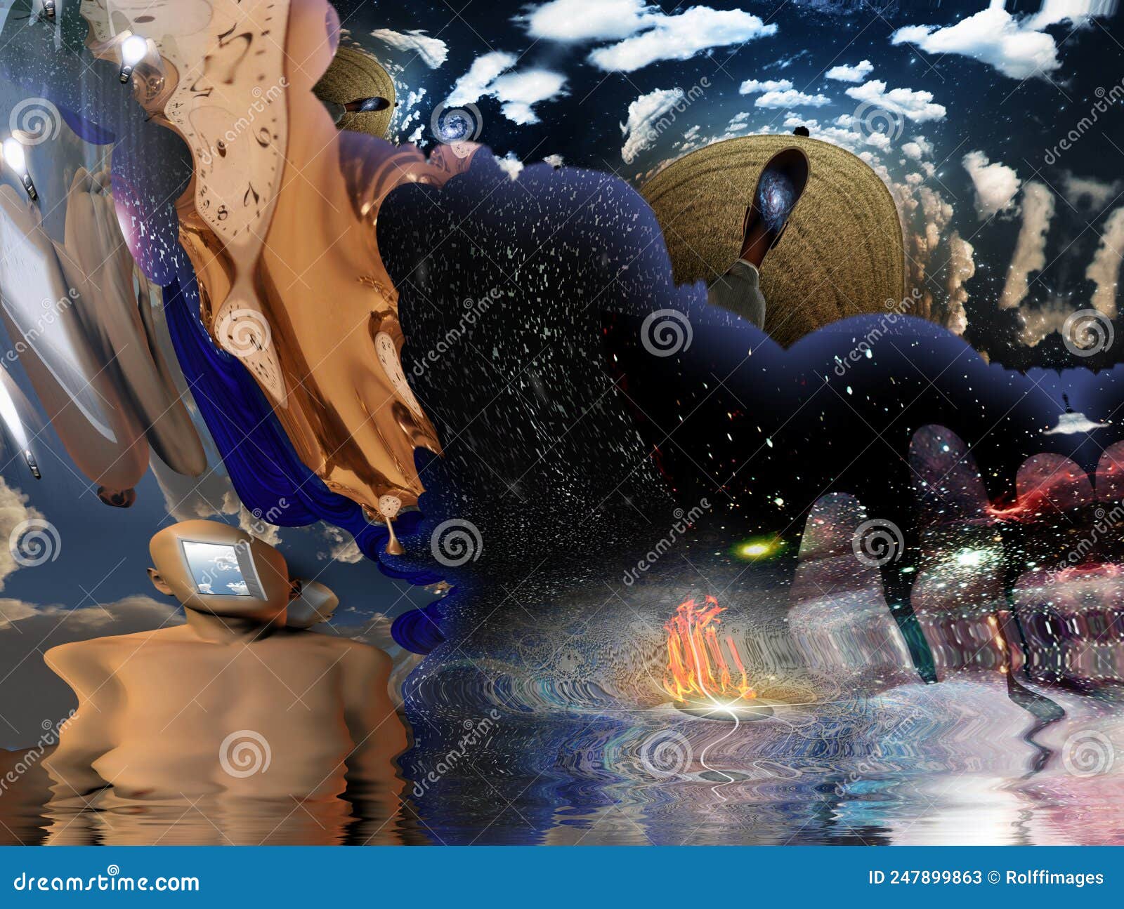 Surreal Melting Art stock illustration. Illustration of open - 247899863