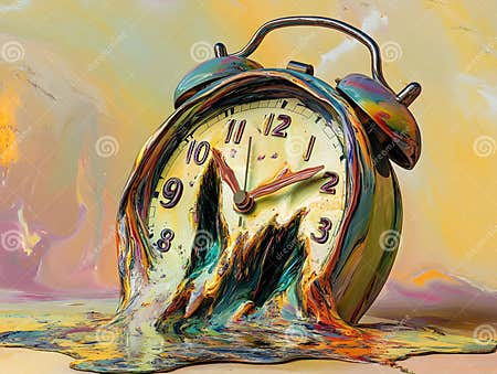 Surreal Melting Clock Symbolizing Distorted Time Perception Stock ...