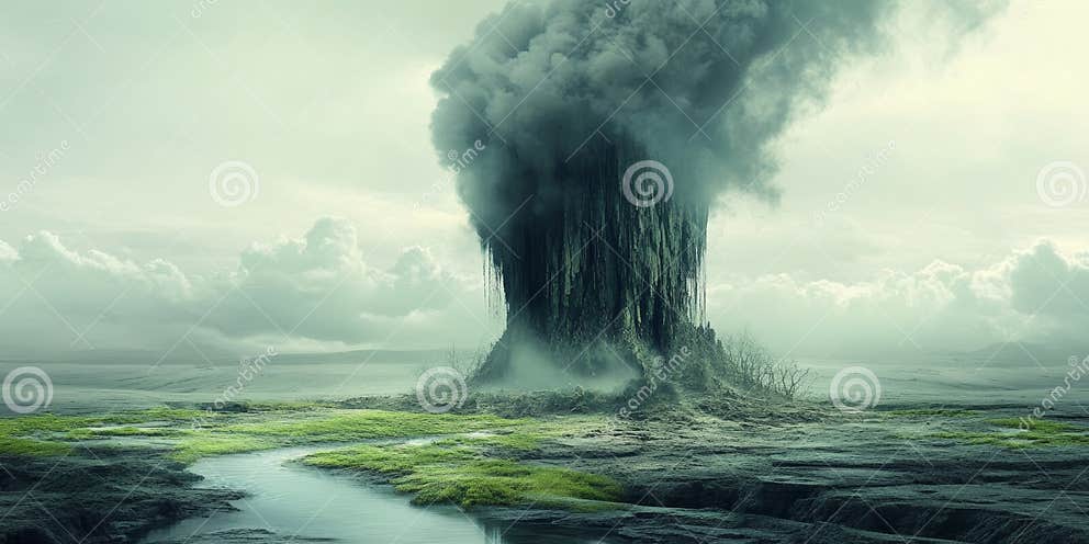 Surreal Melting Tree Landscape with Big Data Visualization Elements in ...