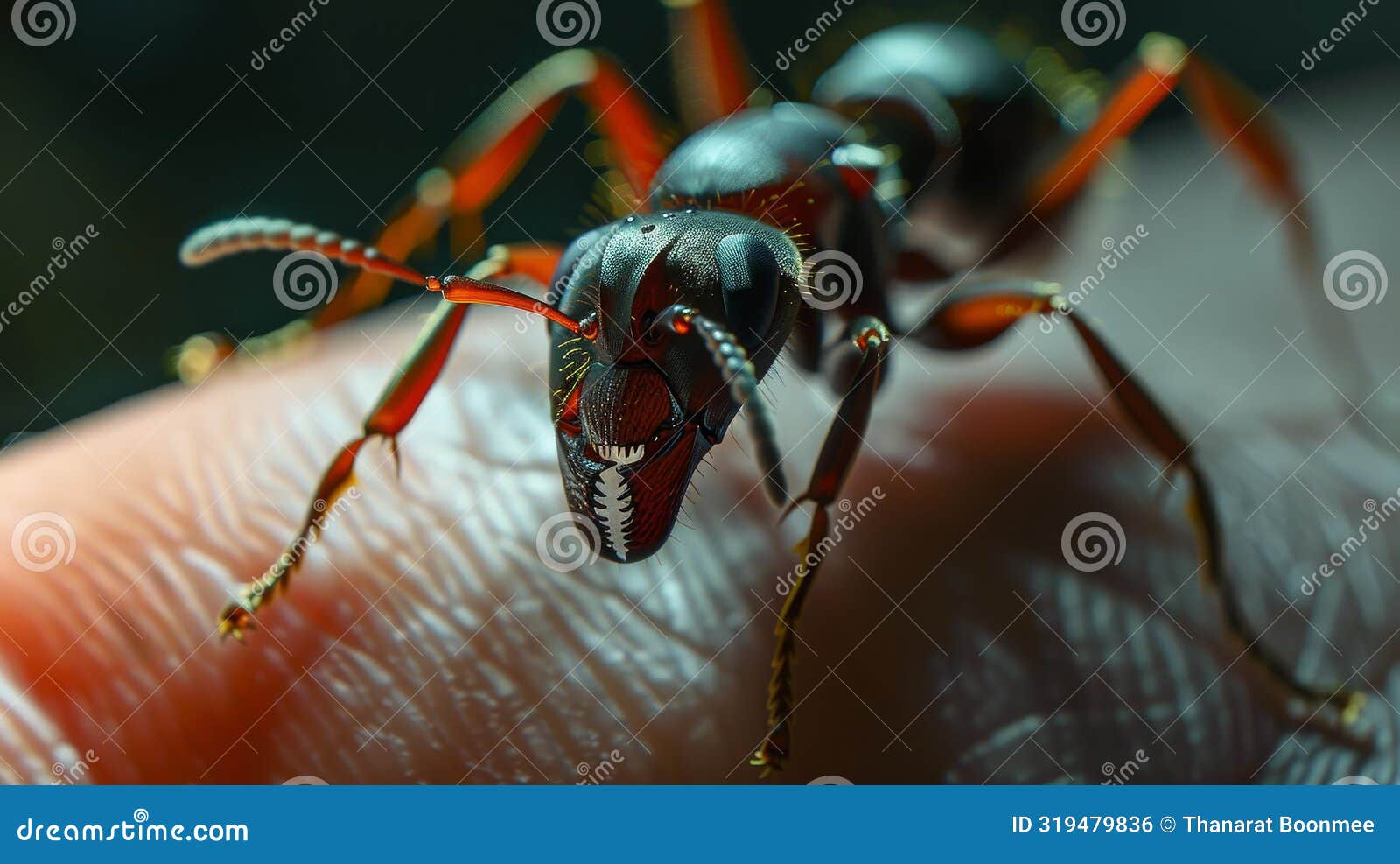 Surreal Mini Ant on a Hand Against a Stark White Background Stock ...