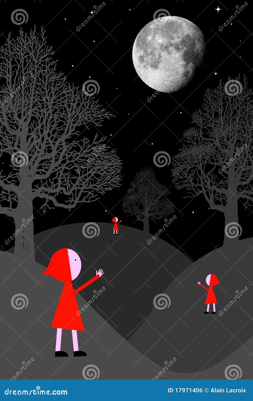 Surreal night stock illustration. Illustration of magic - 17971406