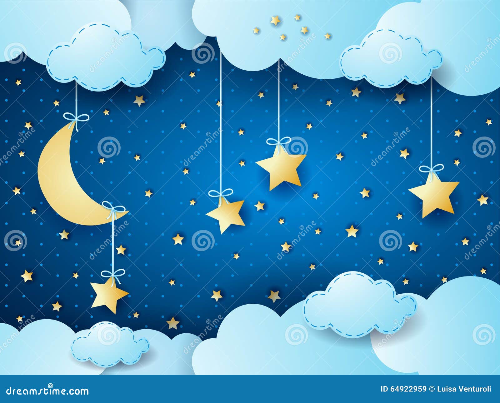 Night Fantasy Landscape With Warrior, Japanese Samurai Silhouette Over ...