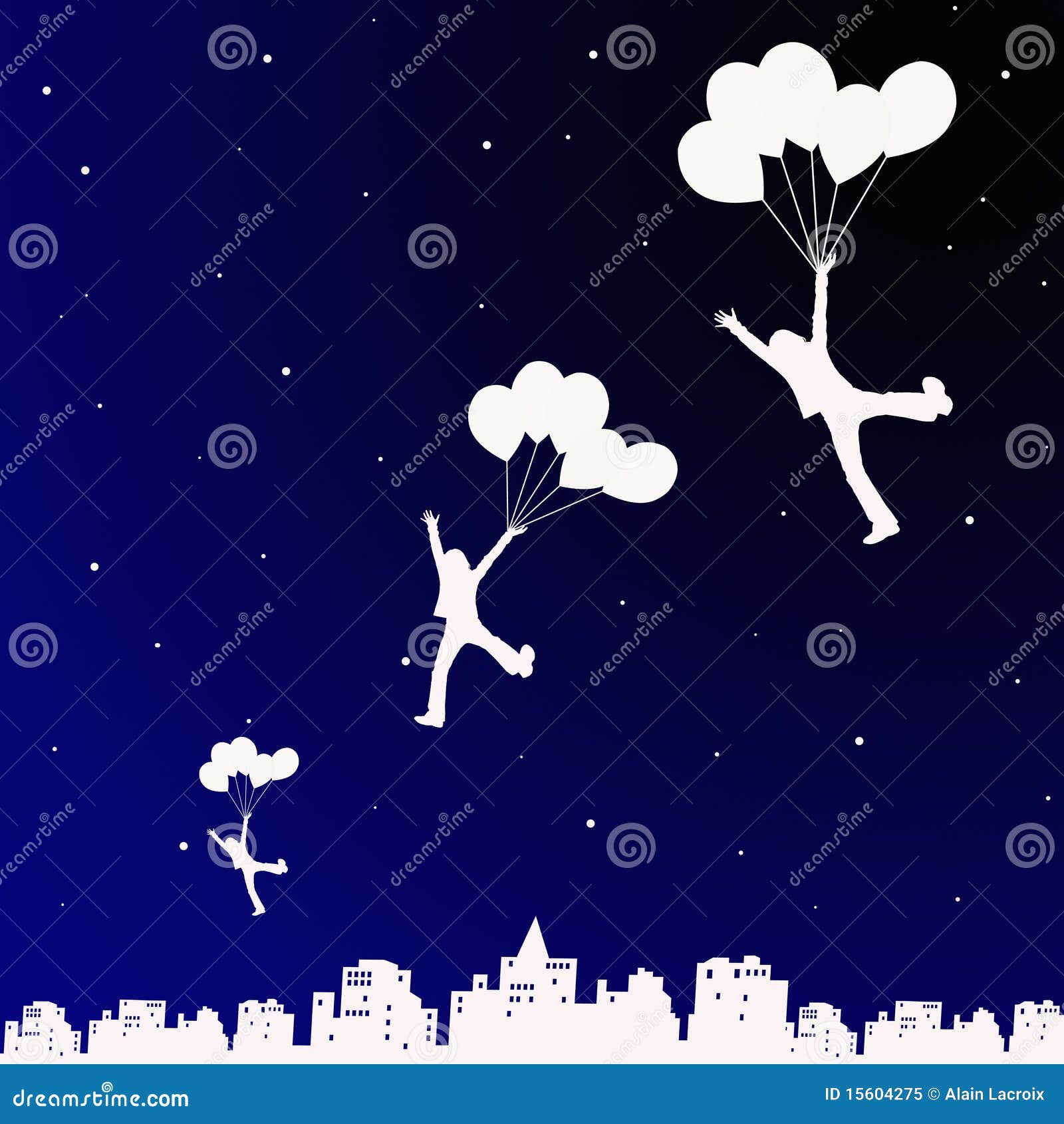 Surreal night flight stock illustration. Illustration of angels - 15604275