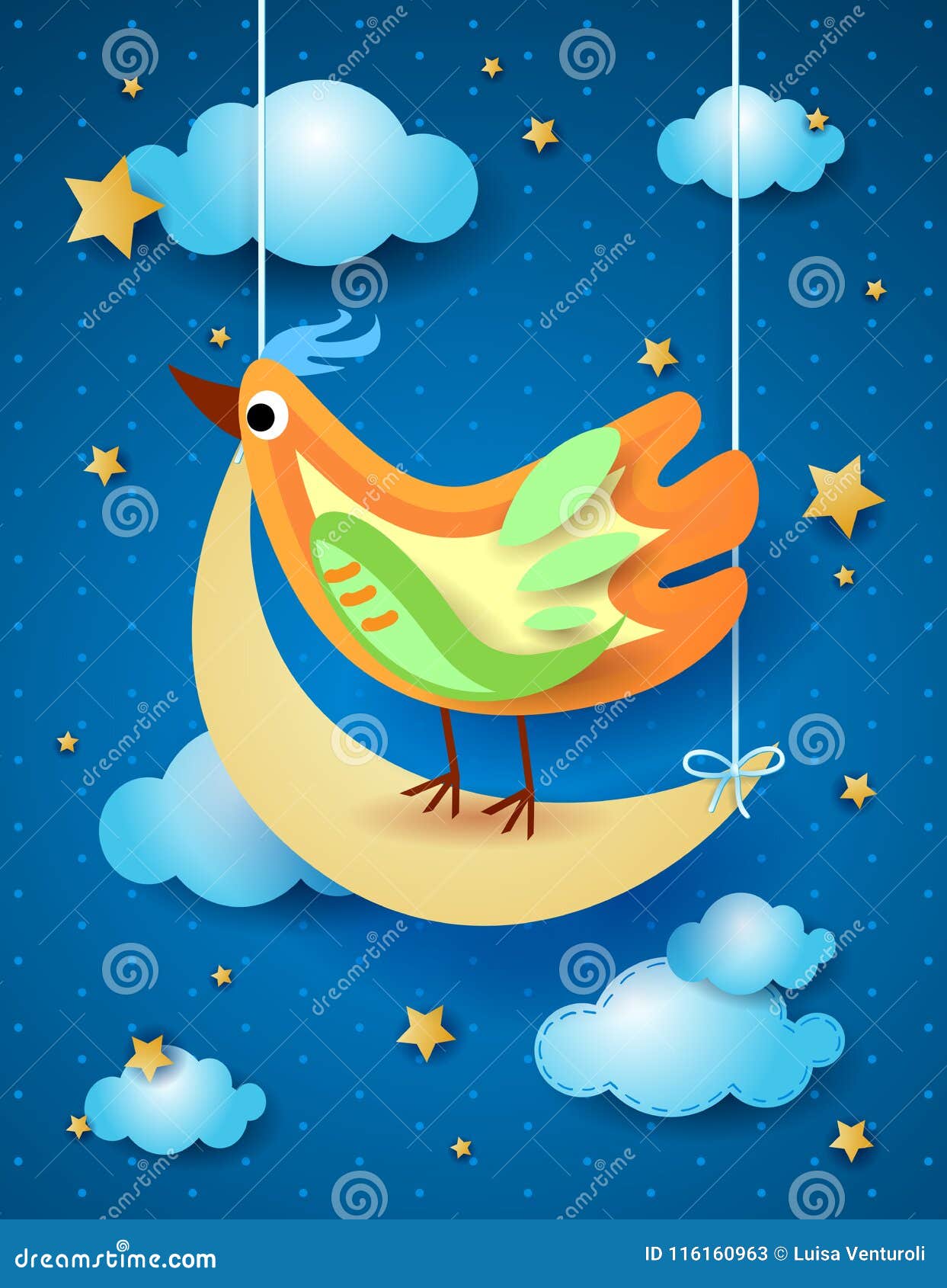 The Moon With The Bird Cartoon Royalty-Free Stock Photo | CartoonDealer ...