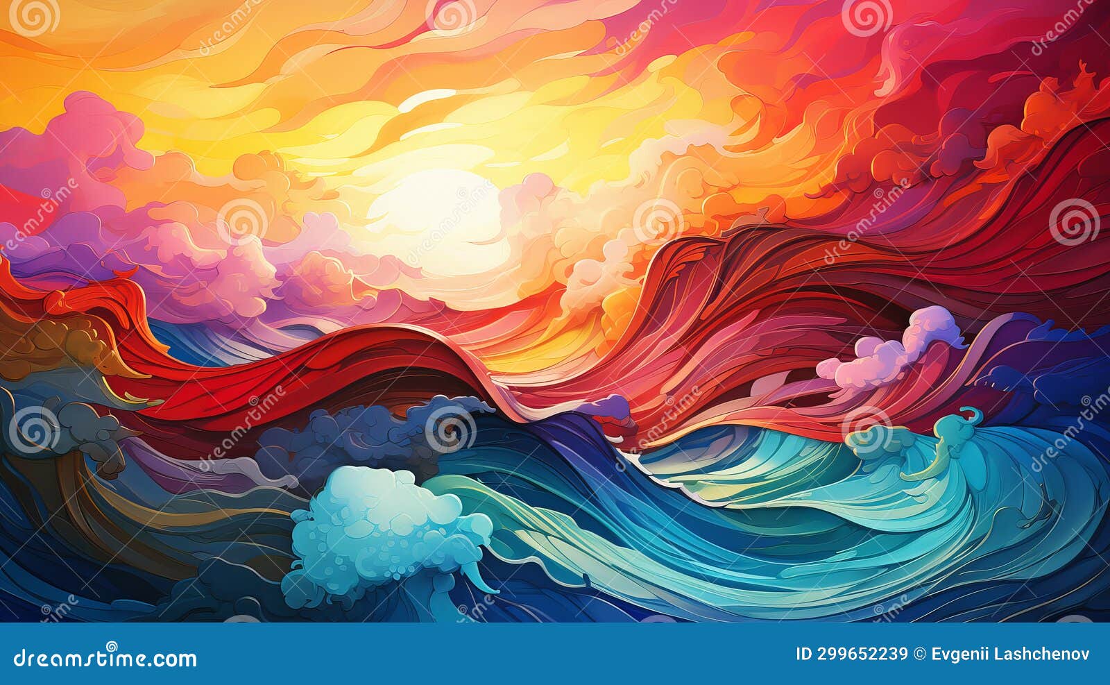 Surreal Ocean Waves. AI Generation Stock Image - Image of swirls ...