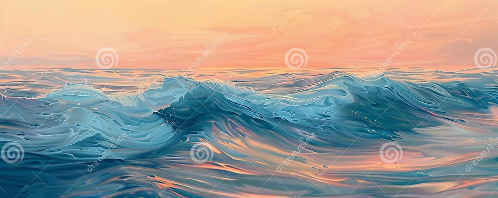 Surreal Ocean Waves at Sunset Stock Photo - Image of horizon, desktop ...