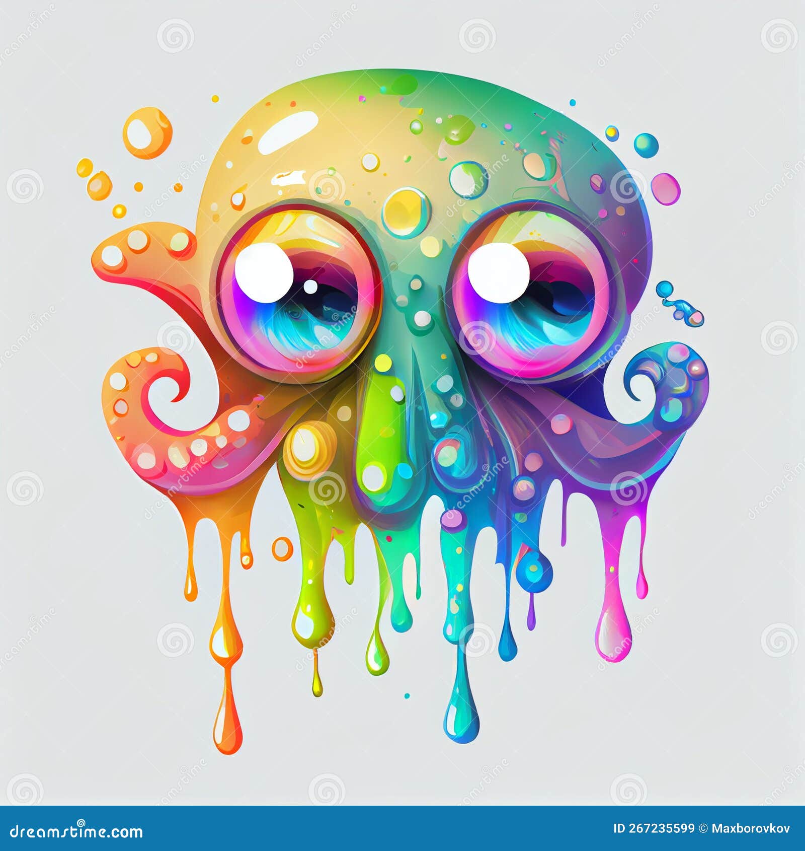 Surreal Octopus with Dripping Paints. Generative AI Stock Illustration ...