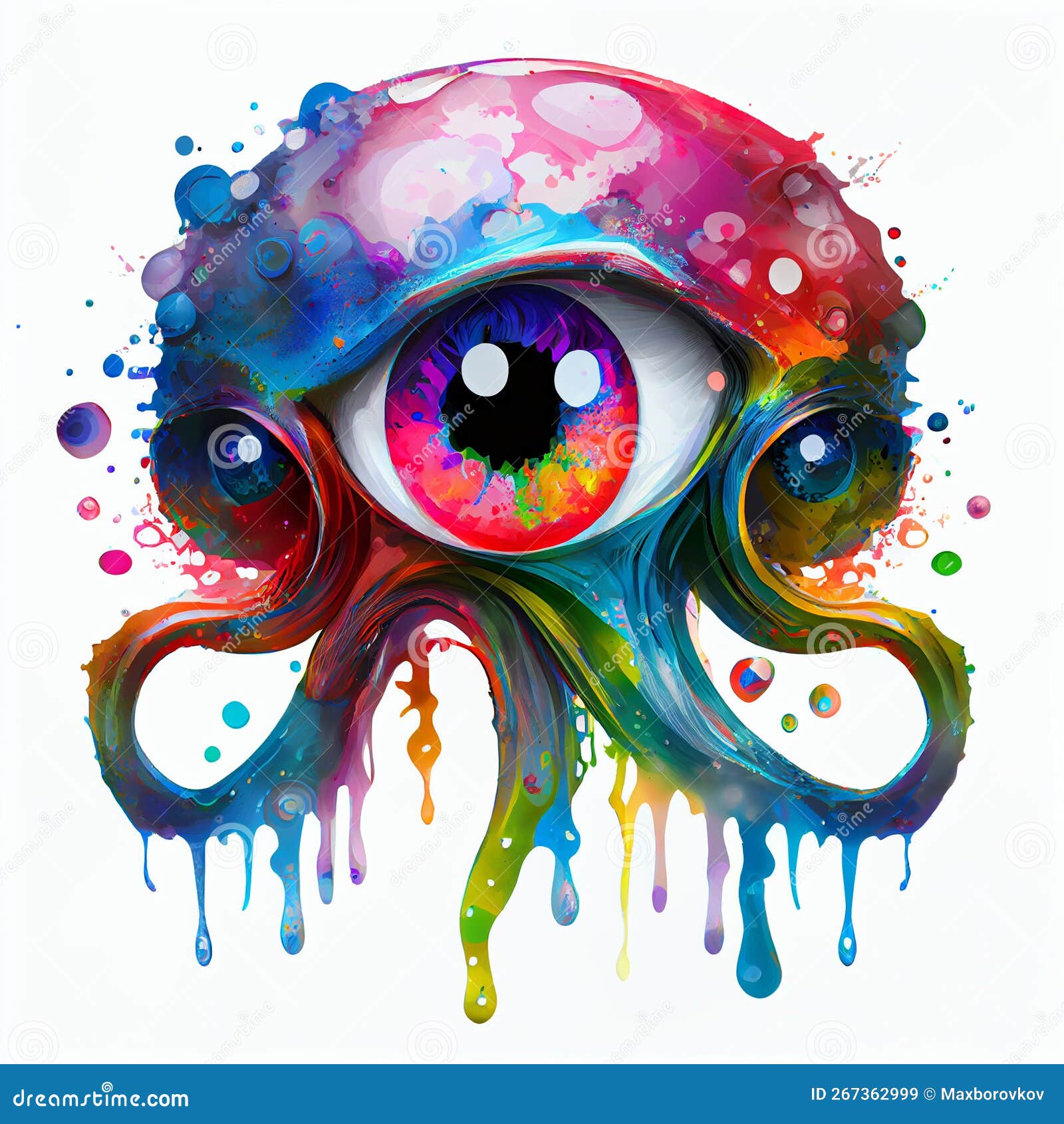 Surreal Octopus with One Eye. Generative AI Stock Illustration ...