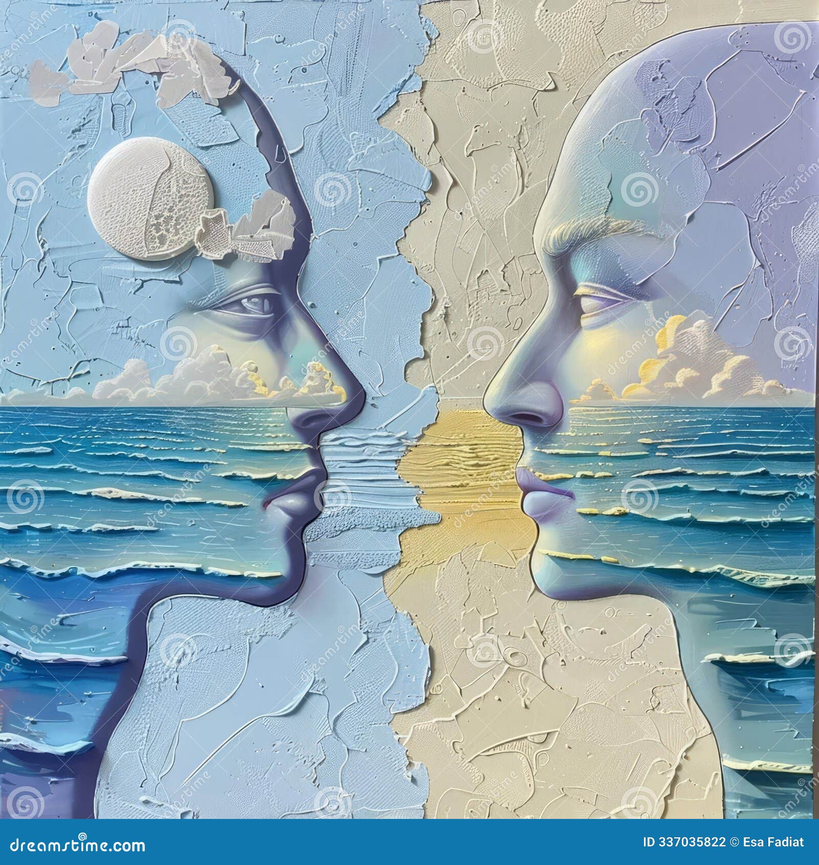 Surreal Painting Depicts Two Interconnected Faces, Each Representing a ...