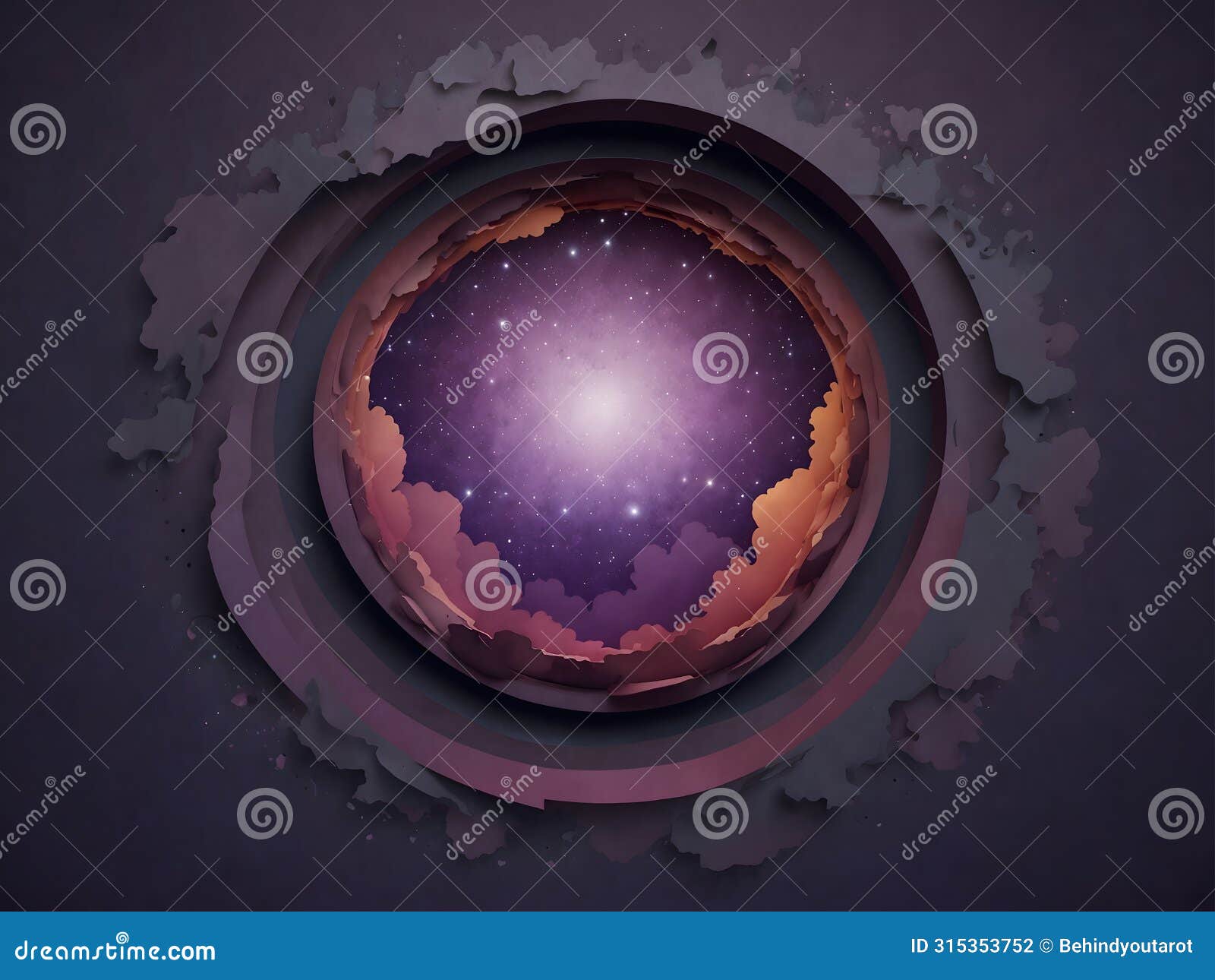 Surreal Paper Cutout Cloud Revealing a Cosmic Galaxy Stock Illustration ...