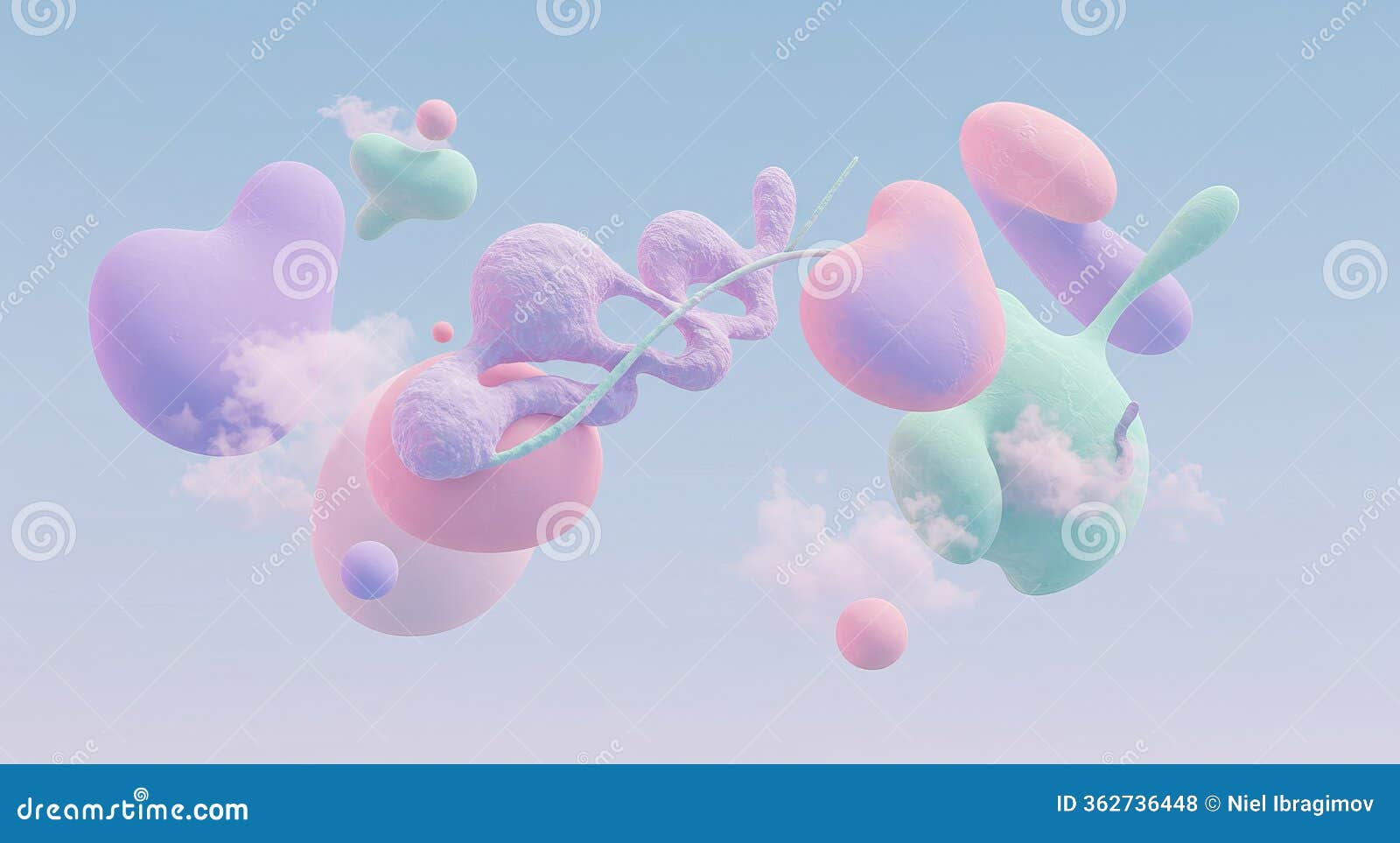 Surreal Pastel Abstract Shapes Floating in a Dreamy Sky with Soft ...