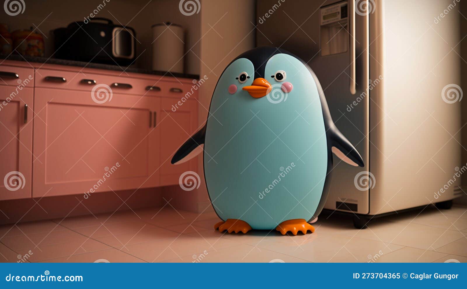 Surreal Penguin in Kitchen stock illustration. Illustration of ...