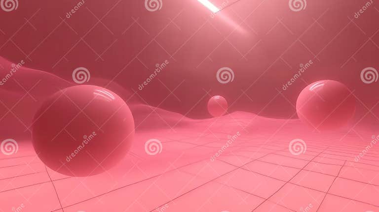A Surreal Pink Environment Featuring Floating Spheres and Soft ...