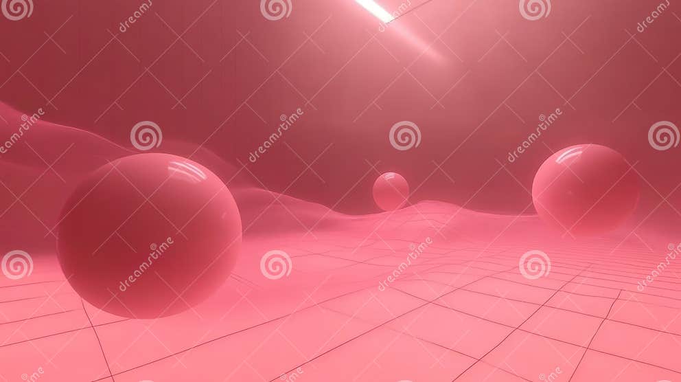 A Surreal Pink Environment Featuring Floating Spheres and Soft ...