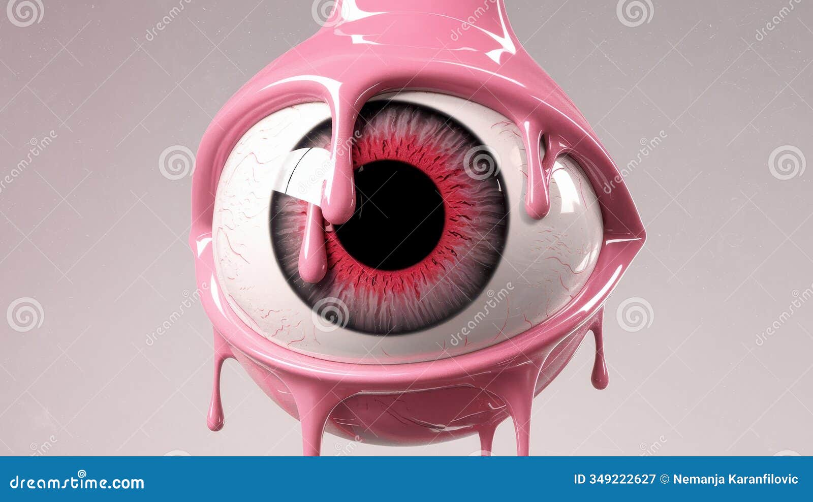 Surreal Pink Eye with Dripping Effect and Glossy Jelly Texture Stock ...