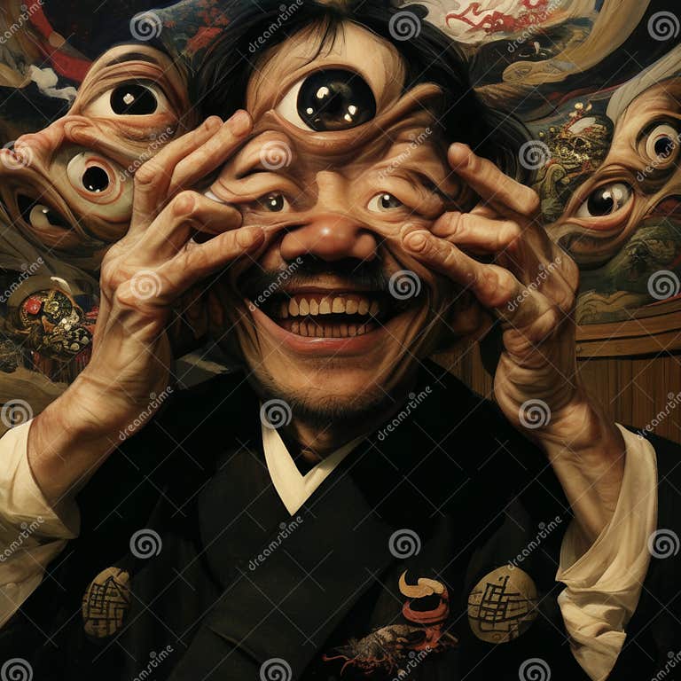 Surreal Portrait with Multiple Eyes and Expressive Surreal Elements ...