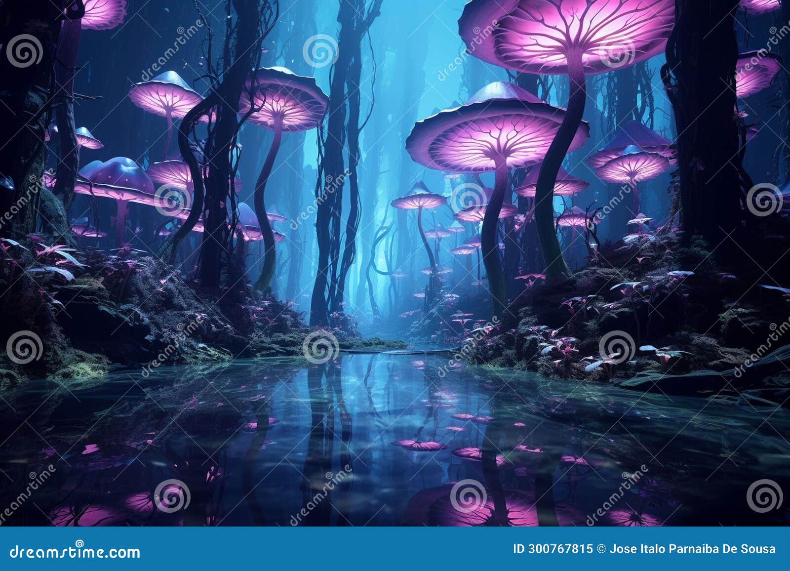 Surreal Postapocalyptic Forest with Stock Illustration - Illustration ...