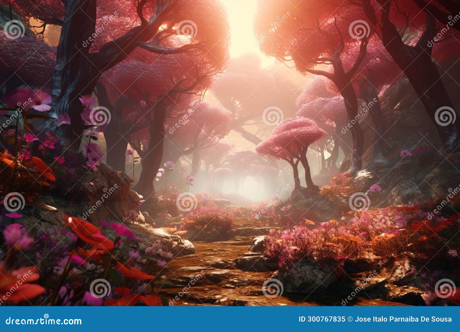 Surreal Postapocalyptic Forest with Trees that Stock Illustration ...