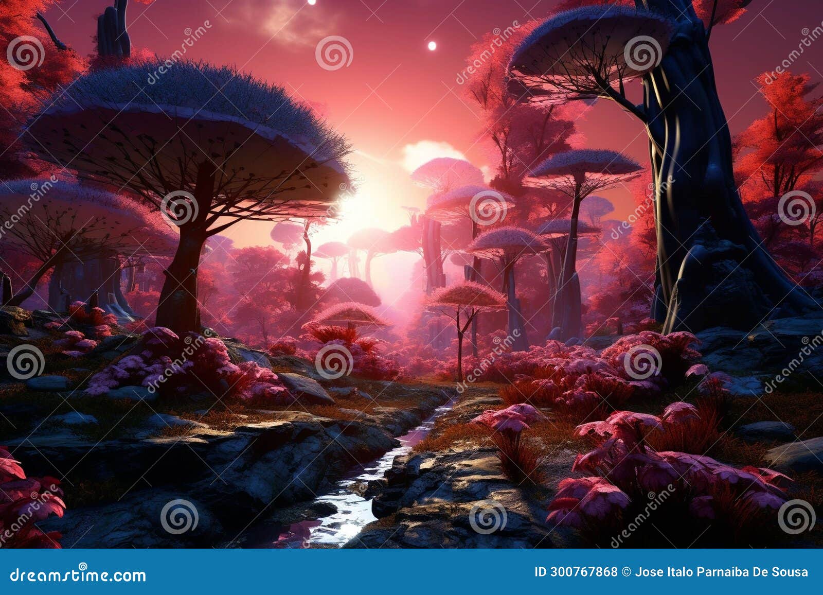 Surreal Postapocalyptic Forest with Trees that Stock Illustration ...