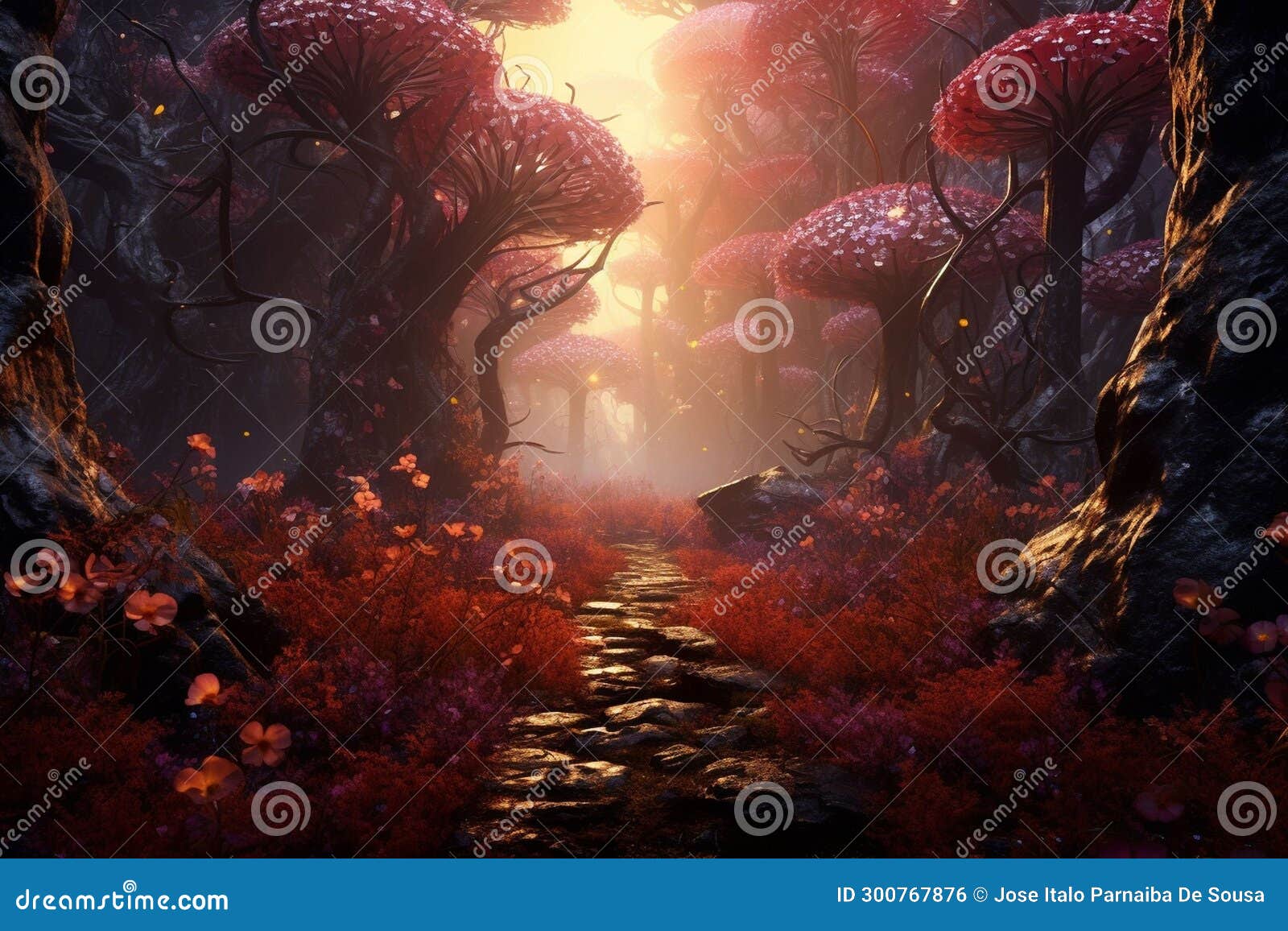Surreal Postapocalyptic Forest with Trees that Stock Illustration ...