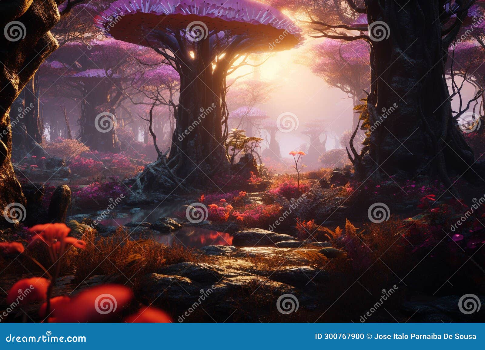 Surreal Postapocalyptic Forest with Trees that Stock Illustration ...
