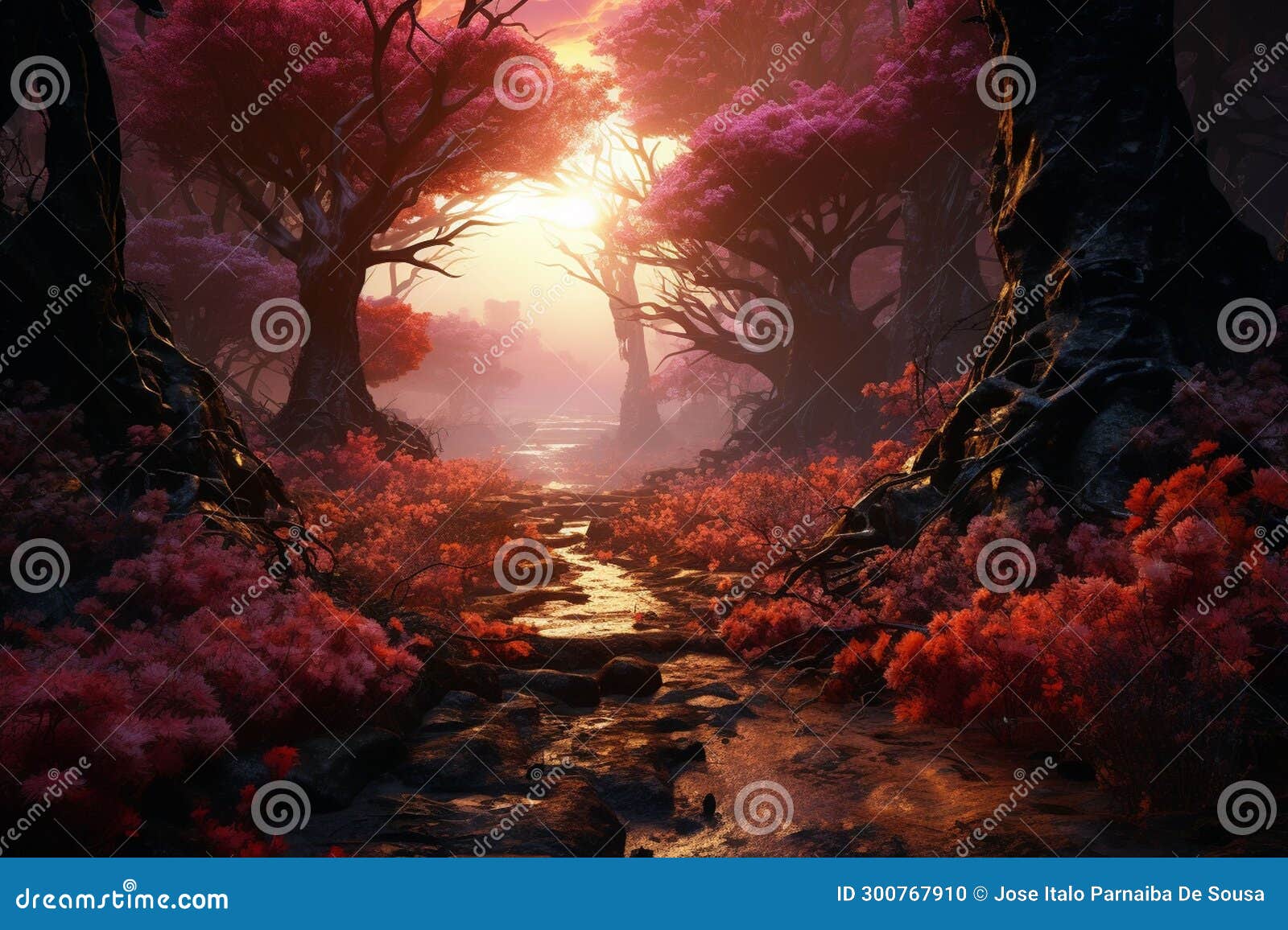 Surreal Postapocalyptic Forest with Trees that Stock Illustration ...