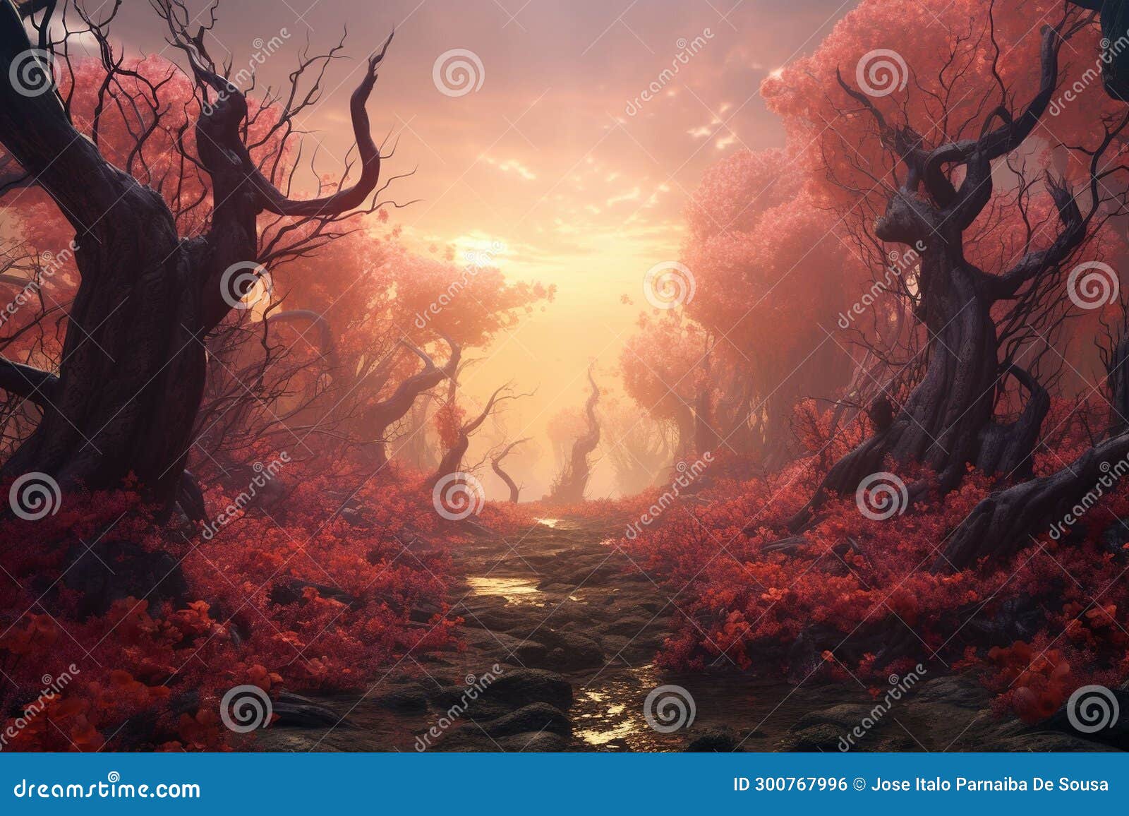 Surreal Postapocalyptic Forest with Trees that Stock Illustration ...