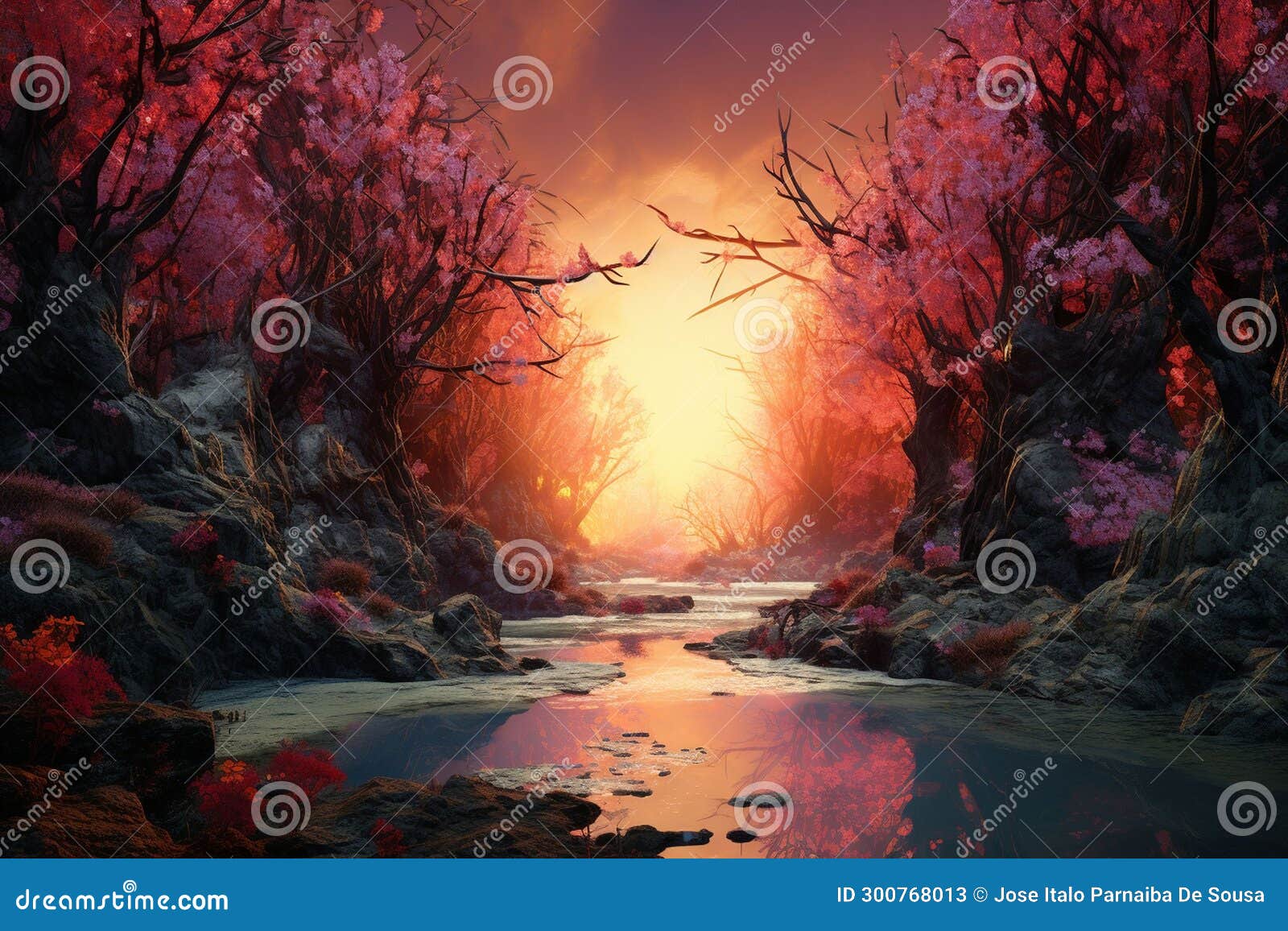 Surreal Postapocalyptic Forest with Trees that Stock Illustration ...