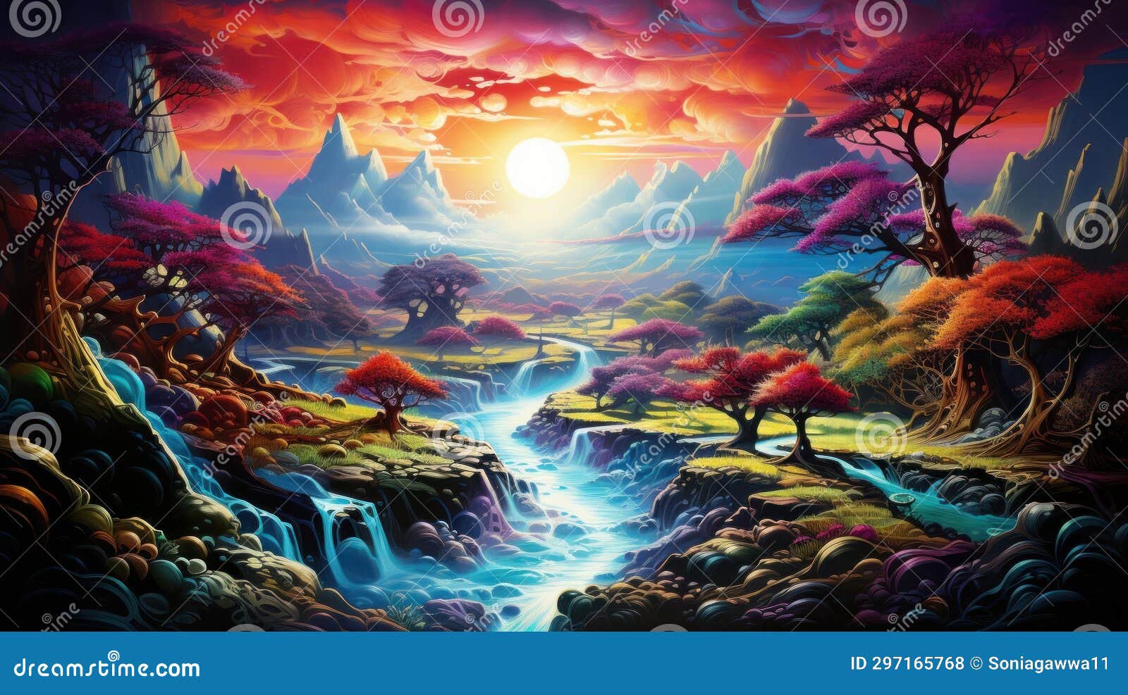 Surreal Psychedelic Dreamscape with Swirling Vortexes, Morphing ...