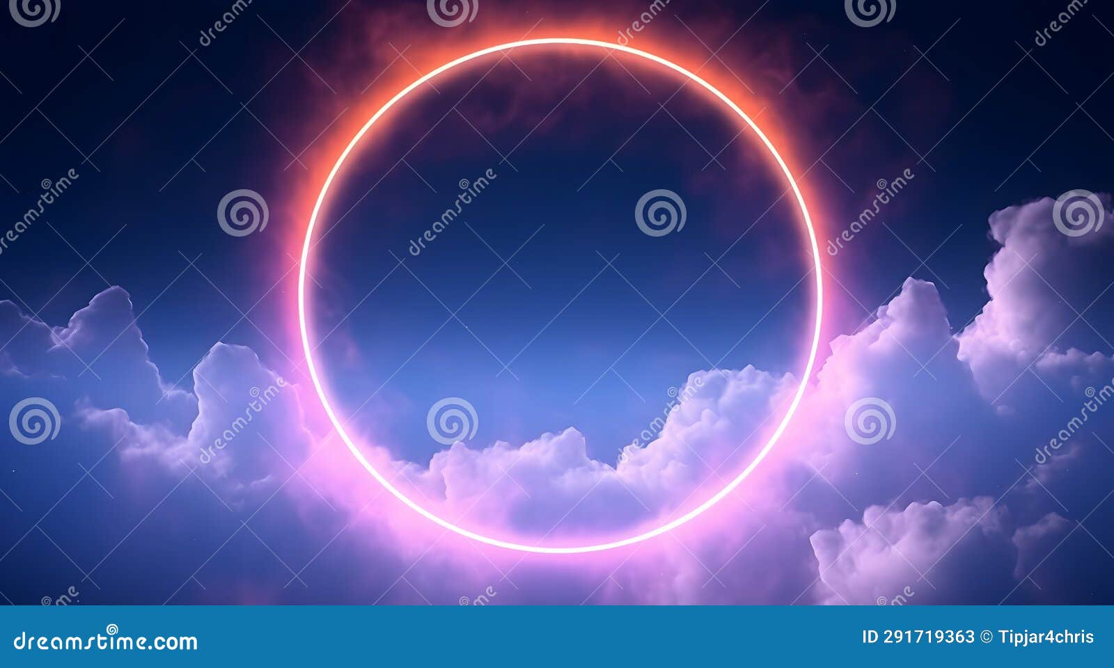 Surreal Radiance: Neon Halo of Colors in Celestial Cloudscape Stock ...
