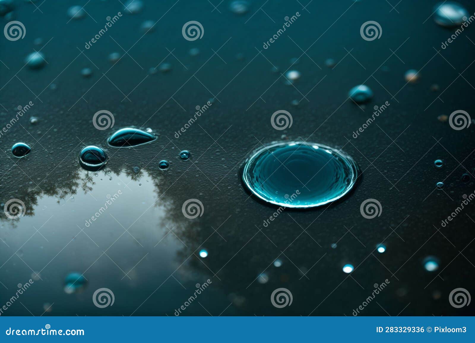 The Surreal Reflection of a Cityscape in a Raindrop Stock Illustration ...