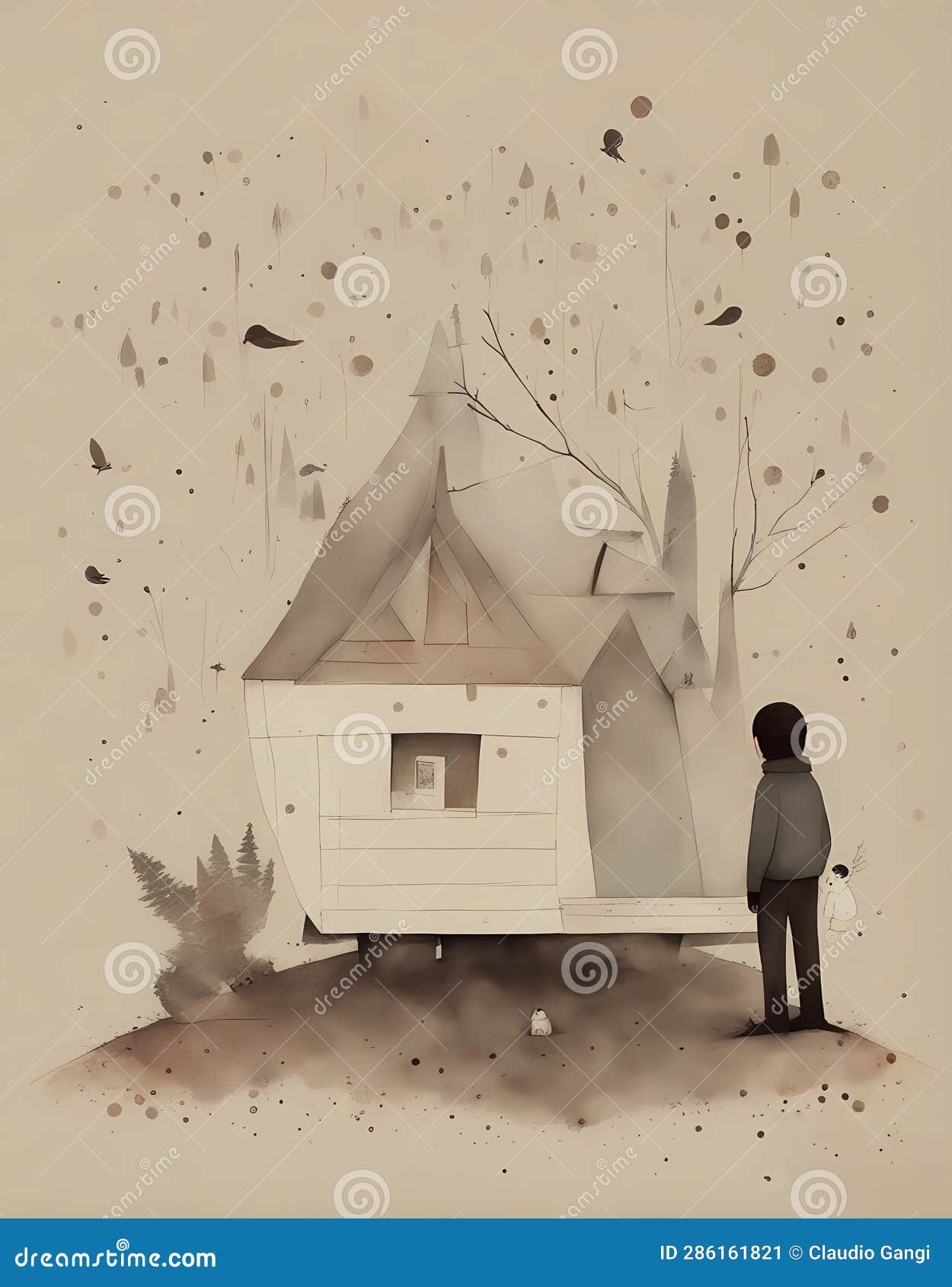 Surreal Relaxing Landscape- New Naturalism Background Stock ...