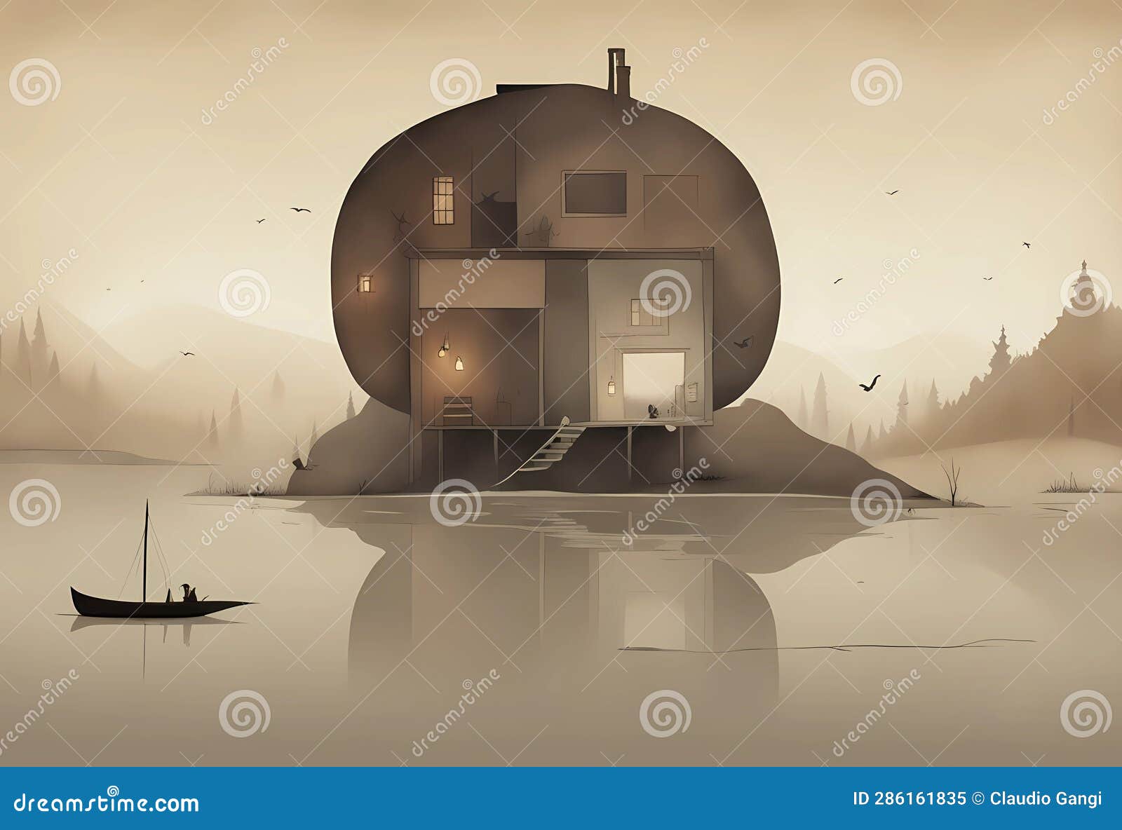 Surreal Relaxing Landscape- New Naturalism Background Stock Photography ...