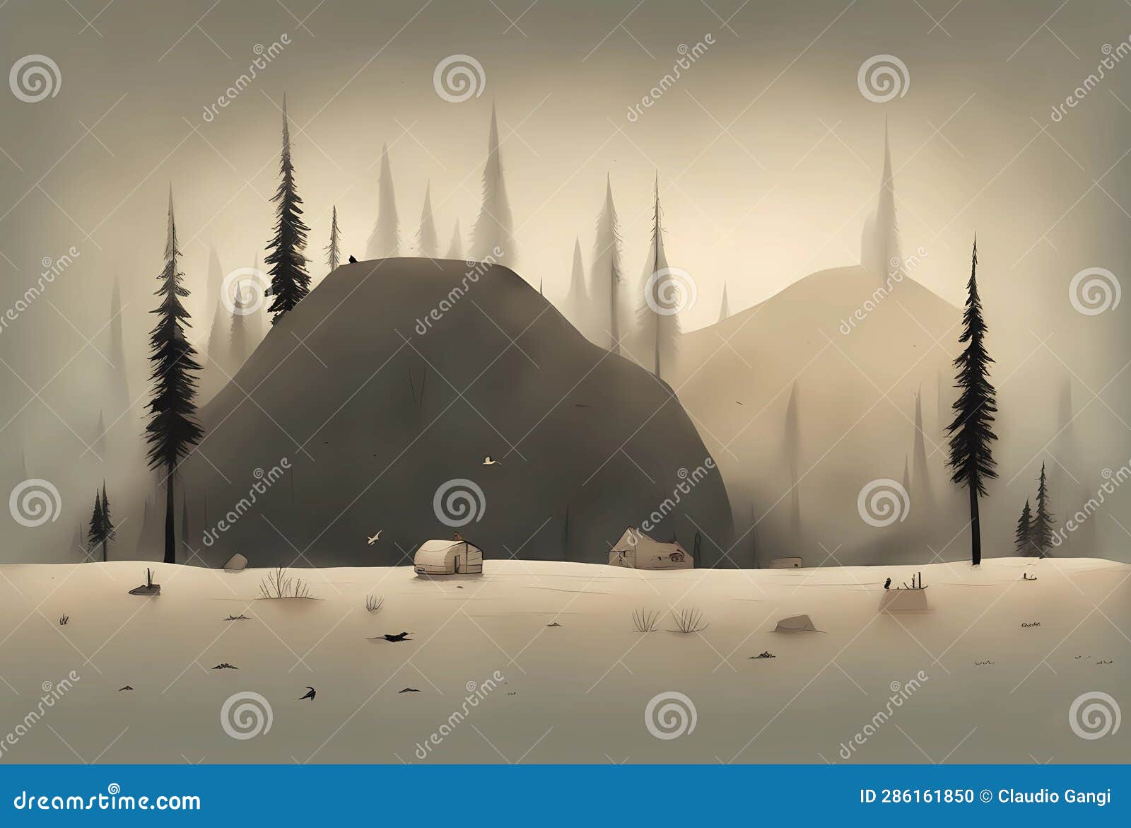Surreal Relaxing Landscape- New Naturalism Background Stock ...