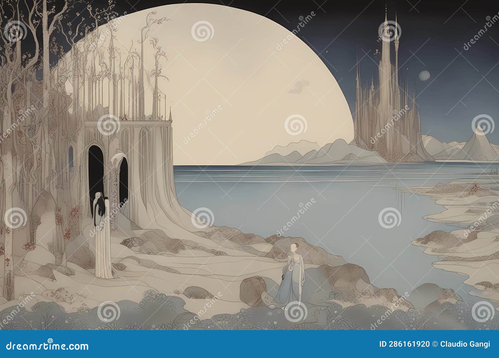 Surreal Relaxing Landscape- New Naturalism Background Stock ...