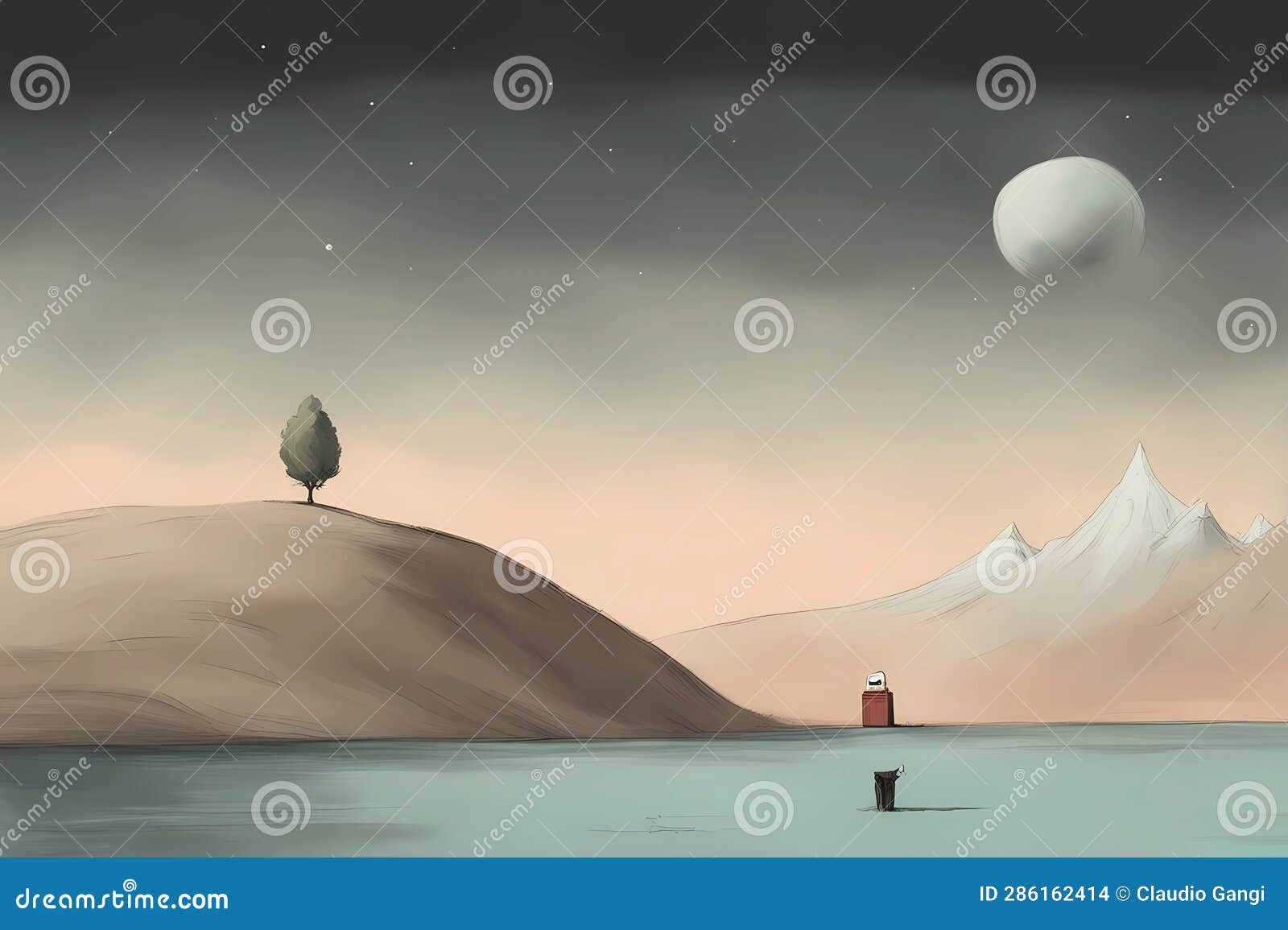 Surreal Relaxing Landscape- New Naturalism Background Stock ...