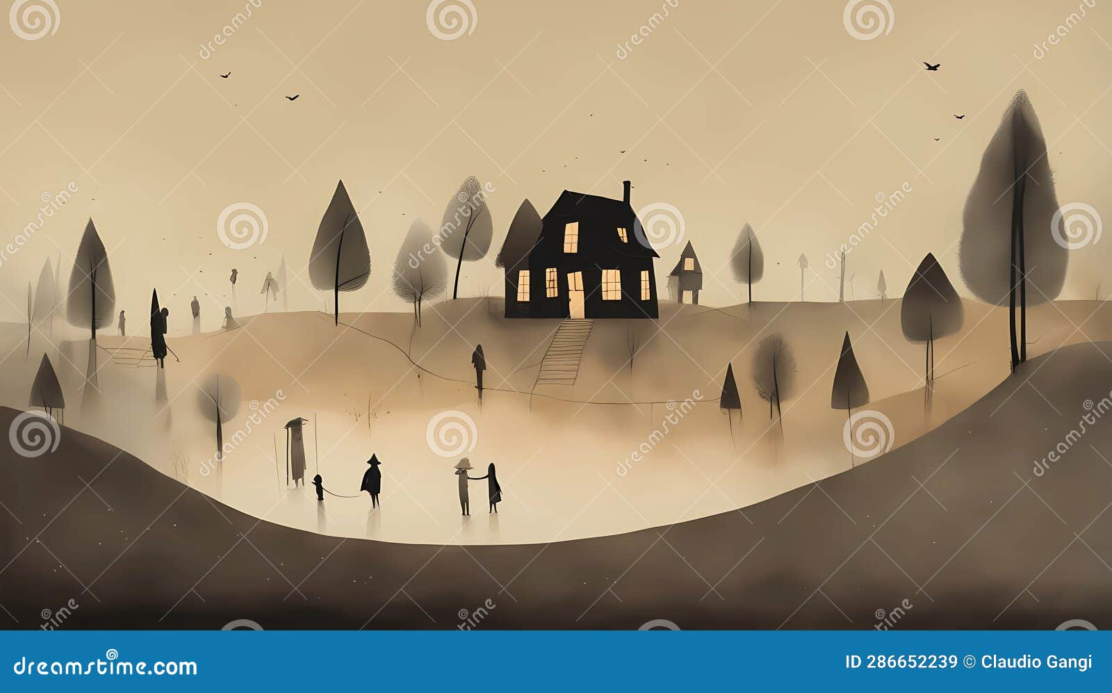 Surreal Relaxing Landscape- New Naturalism Background Stock ...