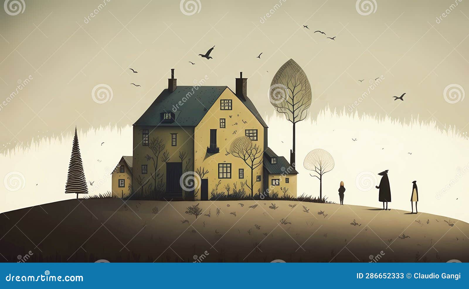 Surreal Relaxing Landscape- New Naturalism Background Stock ...