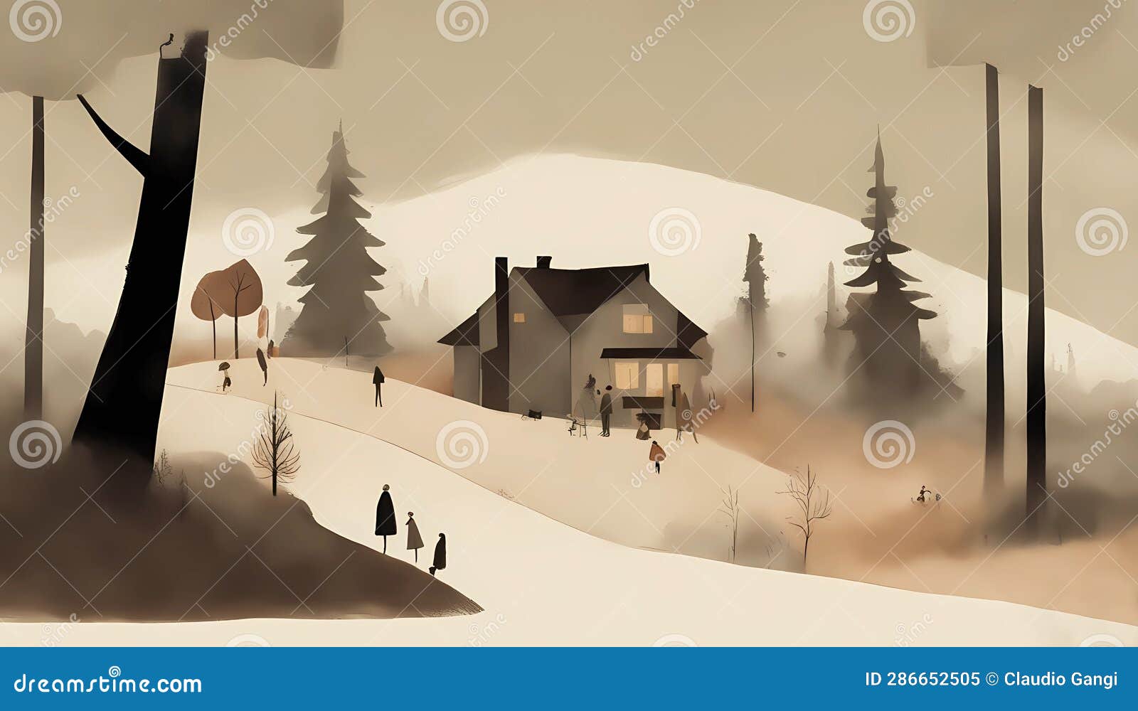 Surreal Relaxing Landscape- New Naturalism Background Stock ...