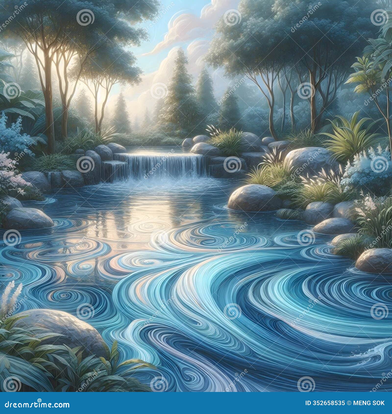 A Surreal River Flows through an Enchanted Forest. Stock Image - Image ...