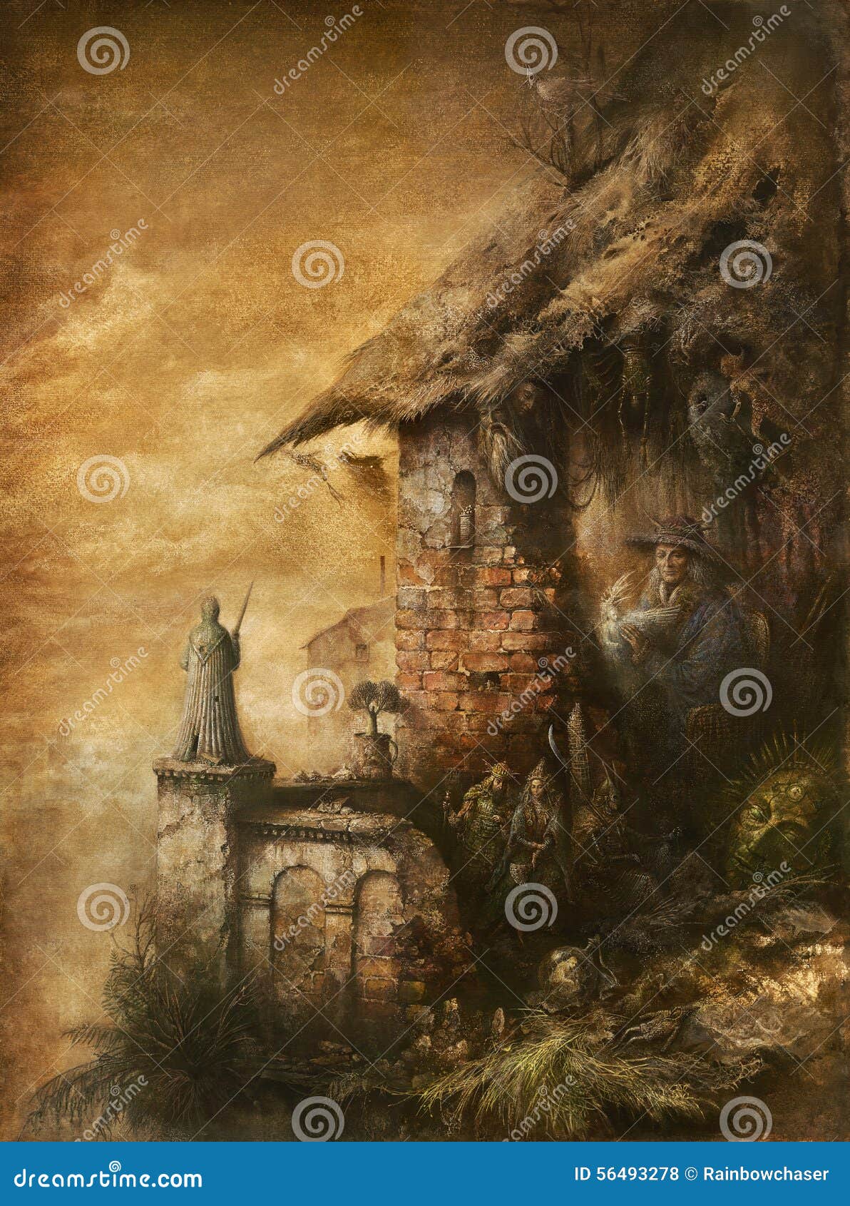 Surreal scene stock illustration. Illustration of handmade - 56493278